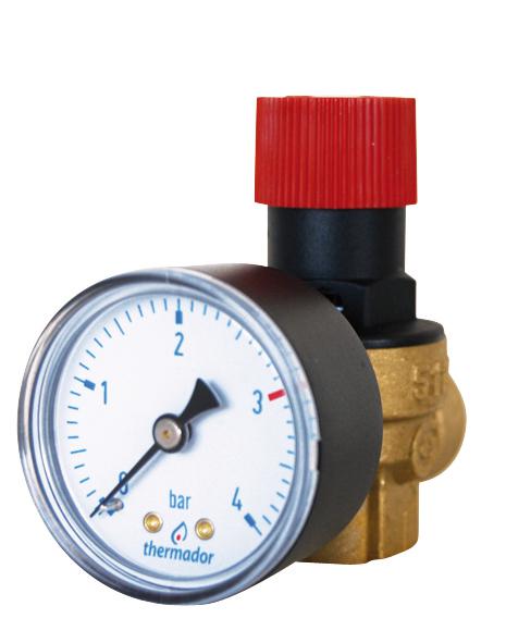 Soupape de sécurité avec manomètre 1/2'' 3 bar NF Thermador ...