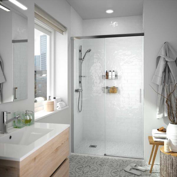 Paroi de douche COPENHAGUE 1P et 1F Paillettes Transparentes ...